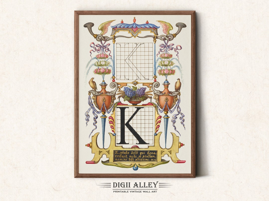 Letter K - Calligraphy Alphabet – Printable Digital Download, Vintage ...