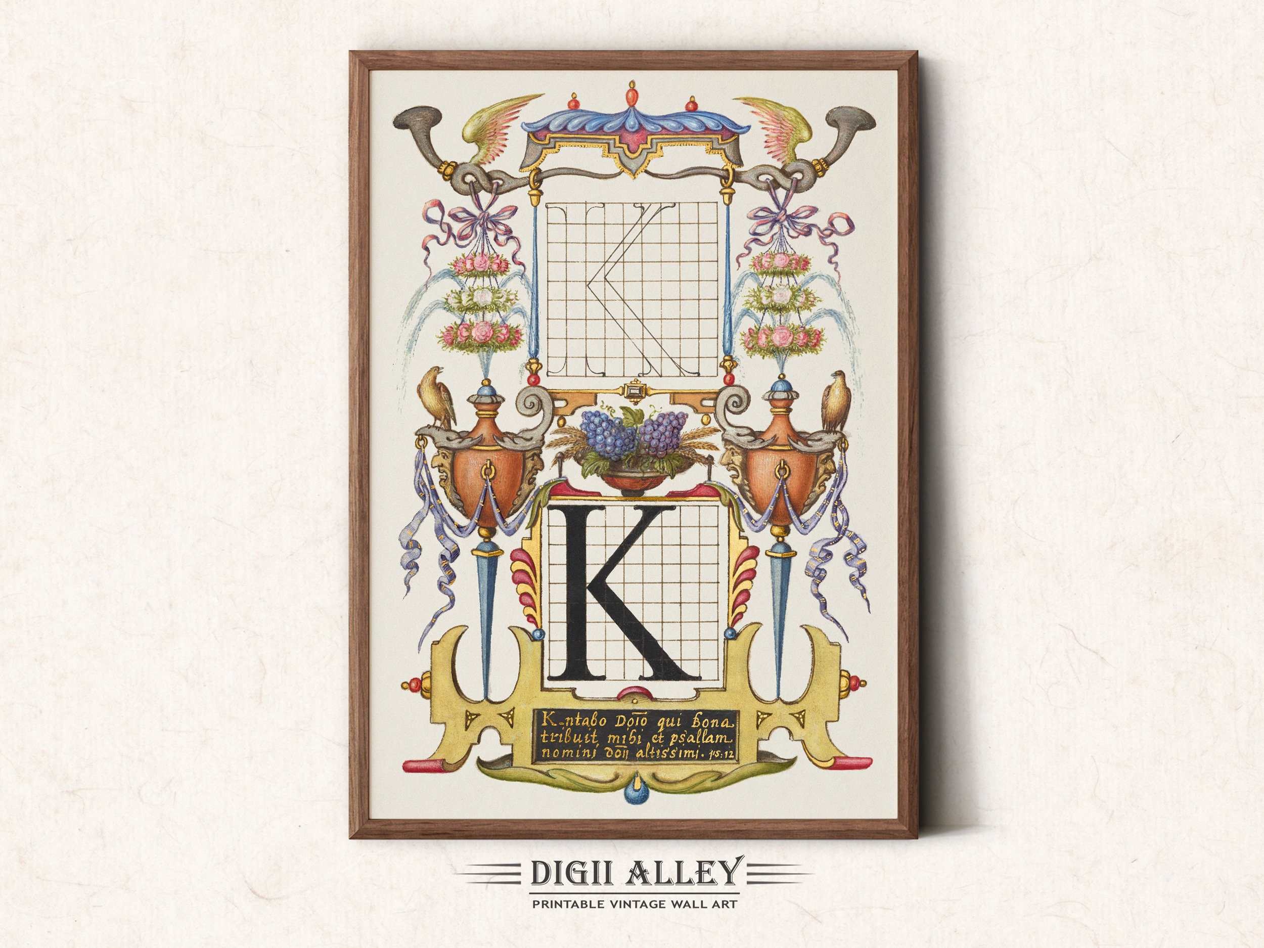 Letter K - Calligraphy Alphabet – Printable Digital Download, Vintage ...