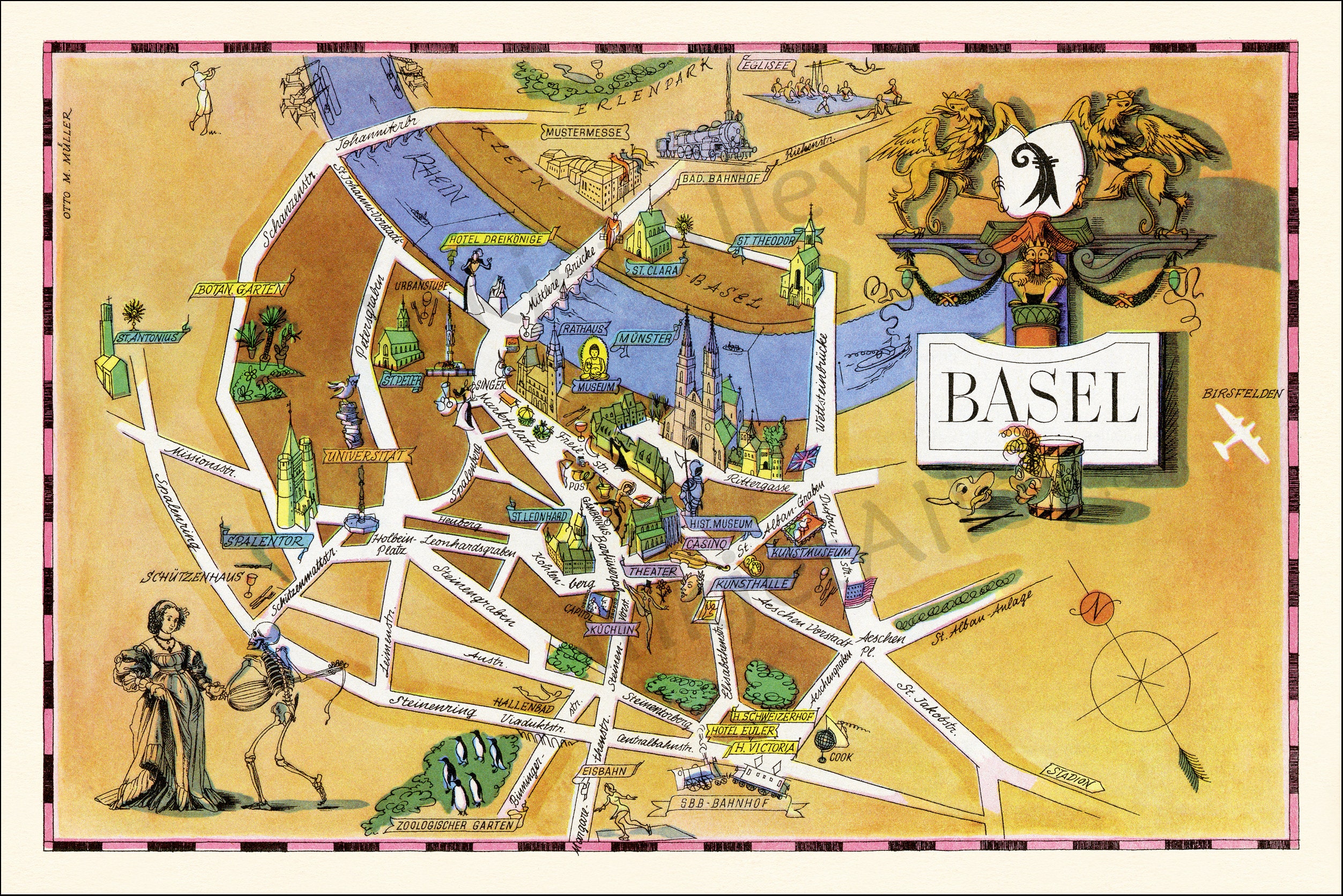 Fun Street Map of Basel in Switzerland – Digital Download PRINTABLE ...