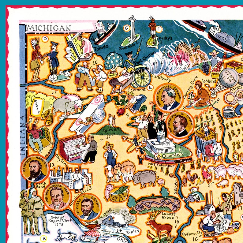 Fun State Map of Ohio & West Virginia – Digital Download PRINTABLE ...