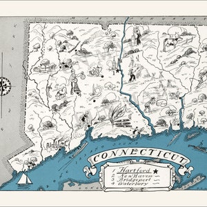 Pictorial Map of Connecticut – Digital Download PRINTABLE Vintage Fun ...