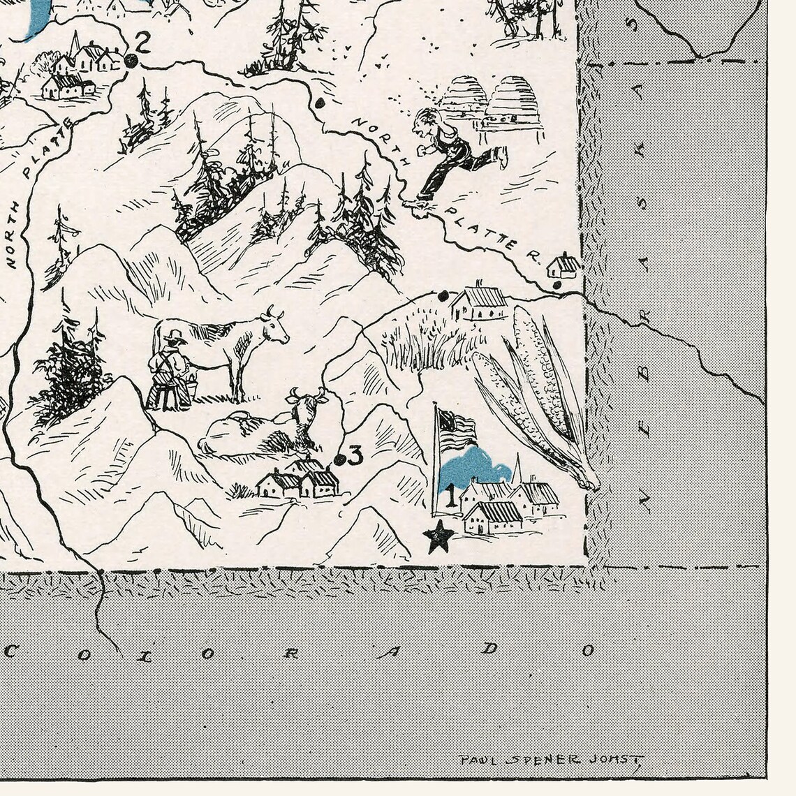 Pictorial Map of Wyoming – Digital Download PRINTABLE Vintage Fun Old ...