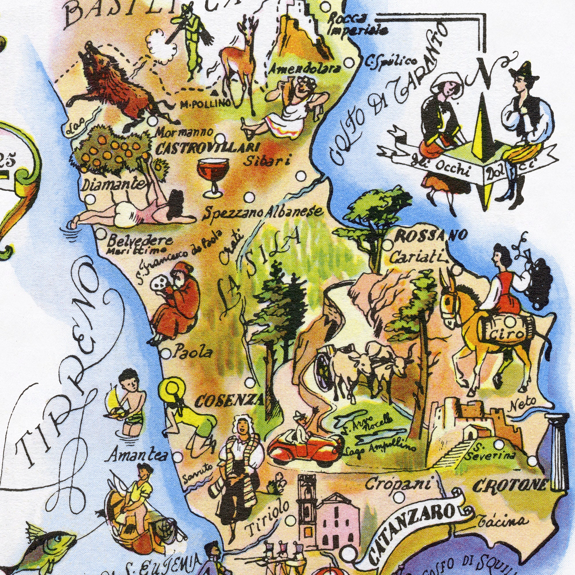 Fun Map of Italy Calabria – Digital Download PRINTABLE Vintage ...