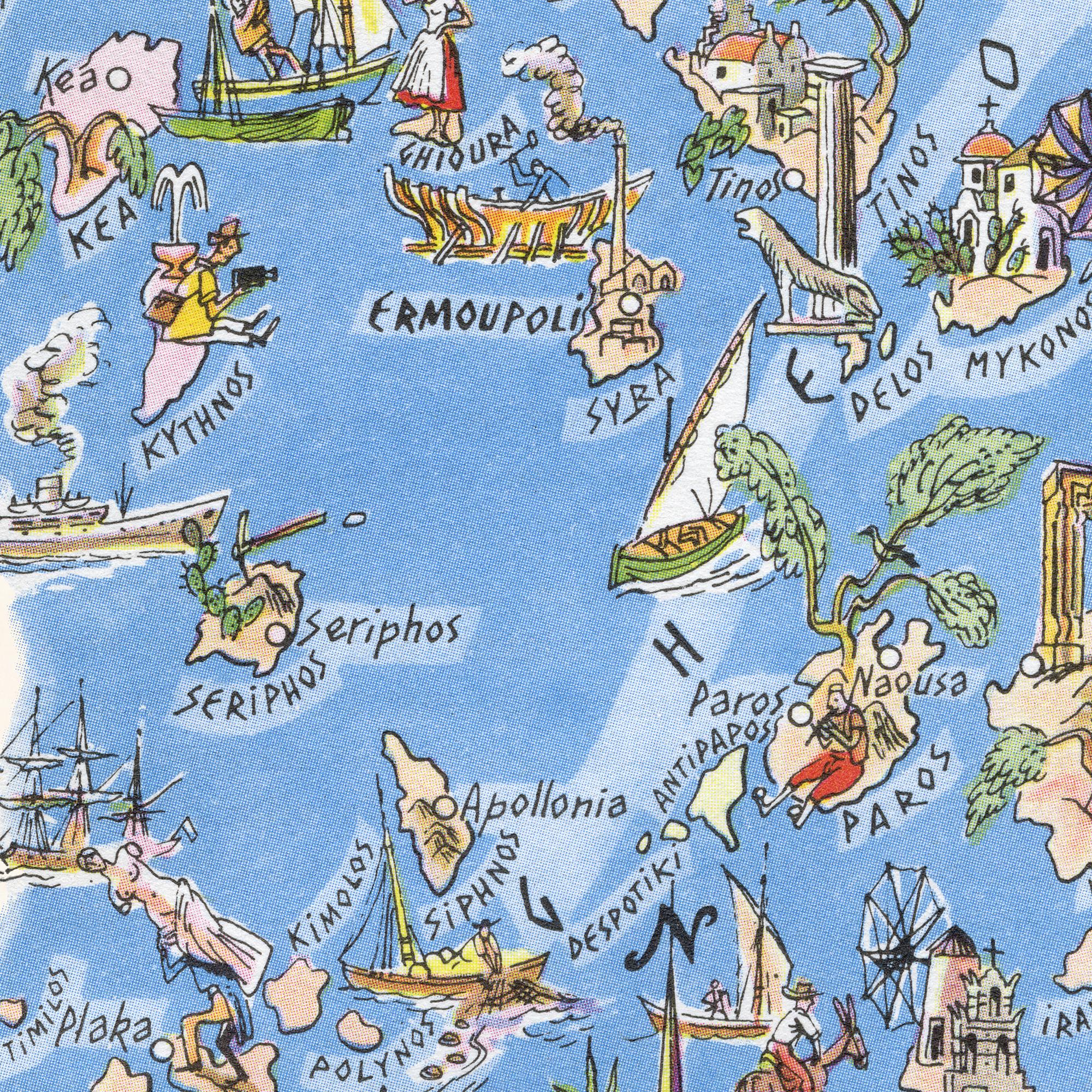 Fun Map of Cyclade Greek Islands – Digital Download PRINTABLE Vintage ...
