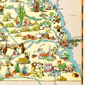 Fun State Map of Nebraska – Digital Download PRINTABLE Vintage ...