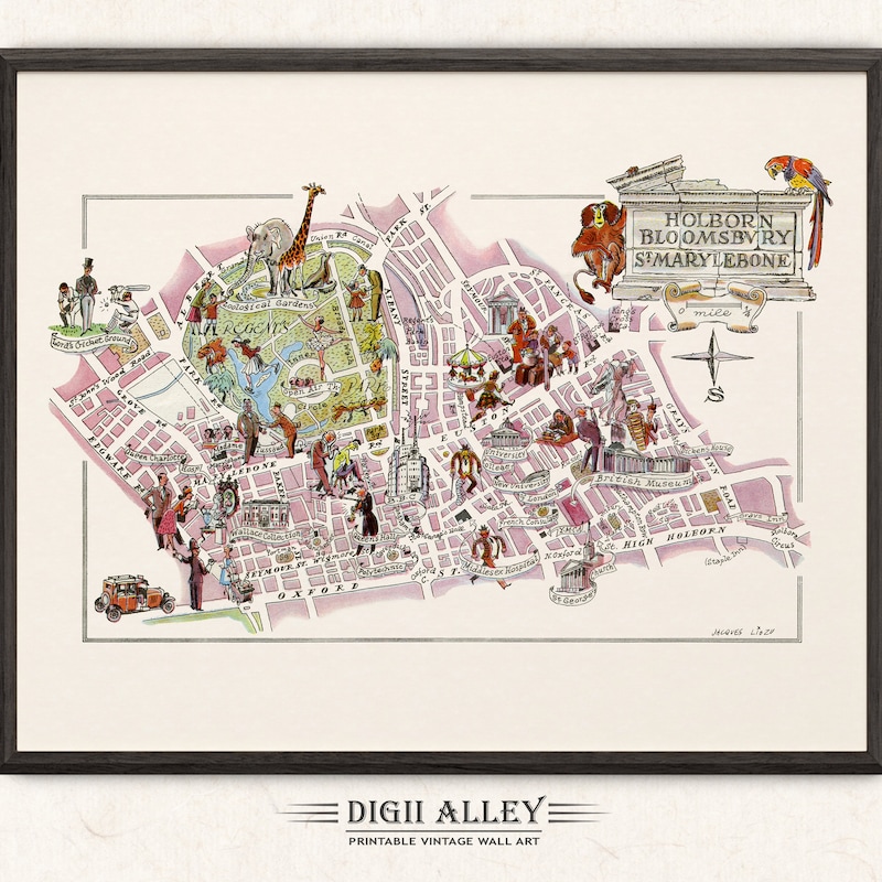 London Cartoon Map - Etsy UK