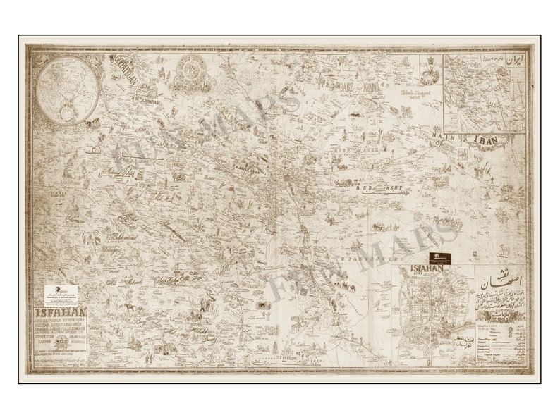 Old Map of Isfahan, Iran in the Middle East – Digital Download ...