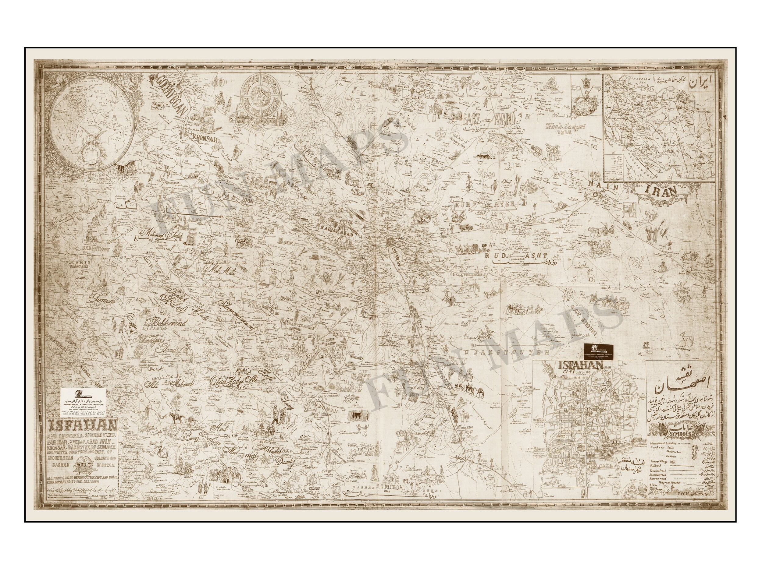 Old Map of Isfahan, Iran in the Middle East – Digital Download ...