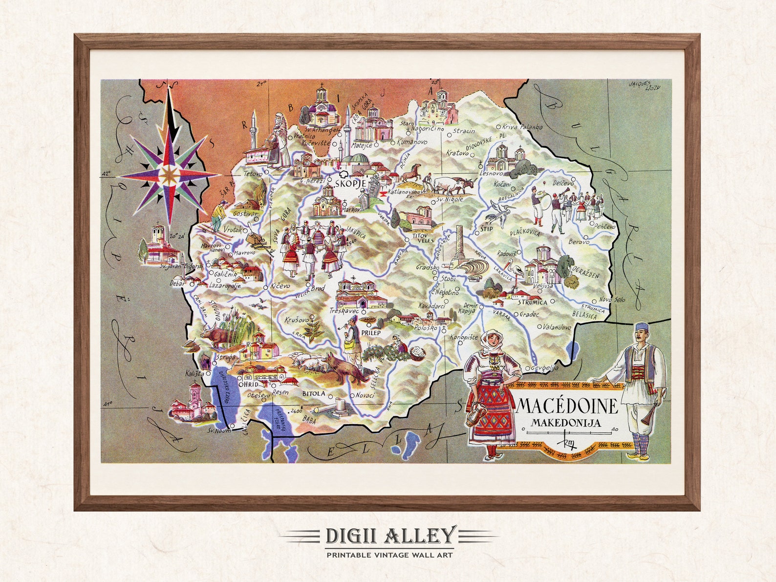 Old Map of Macedonia – Digital Download PRINTABLE Vintage Fun Pictorial ...