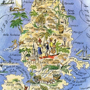 Fun Map of Martinique in the Caribbean Digital Download PRINTABLE ...