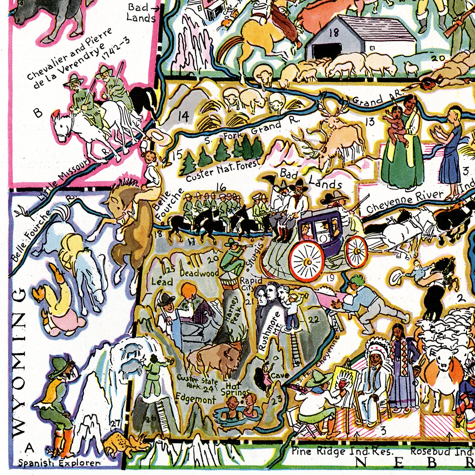 Fun State Map of North & South Dakota Digital Download PRINTABLE ...