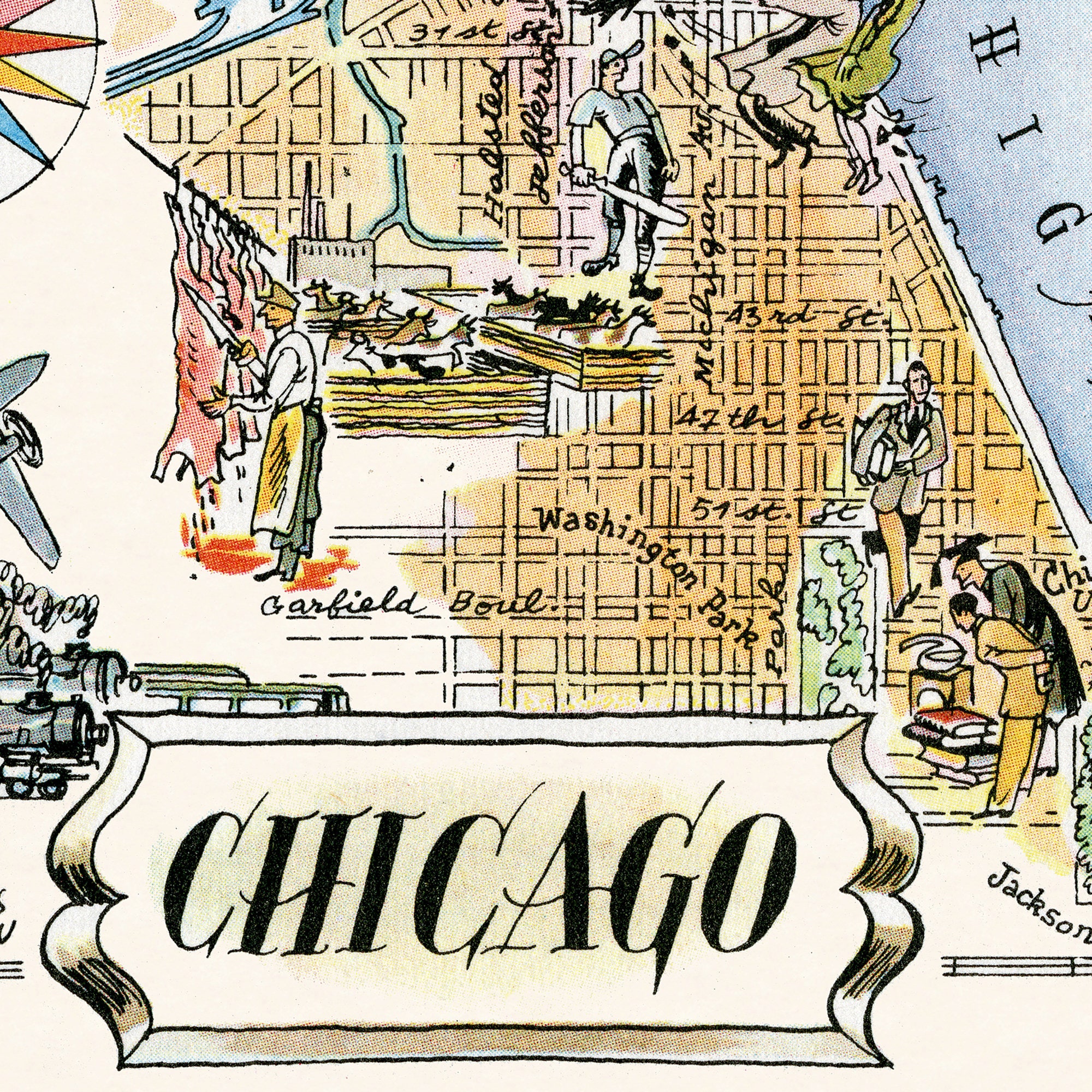 Fun Map of Chicago Illinois – Digital Download PRINTABLE Vintage Wall ...