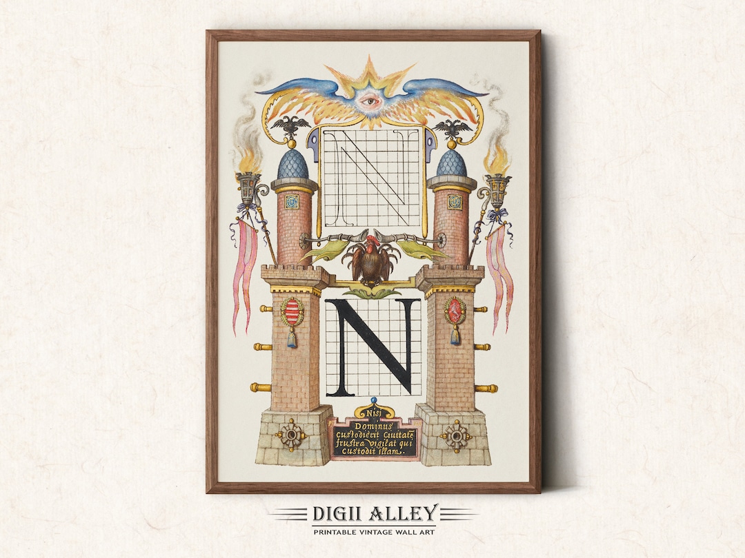 Letter N - Calligraphy Alphabet – Printable Digital Download, Vintage ...