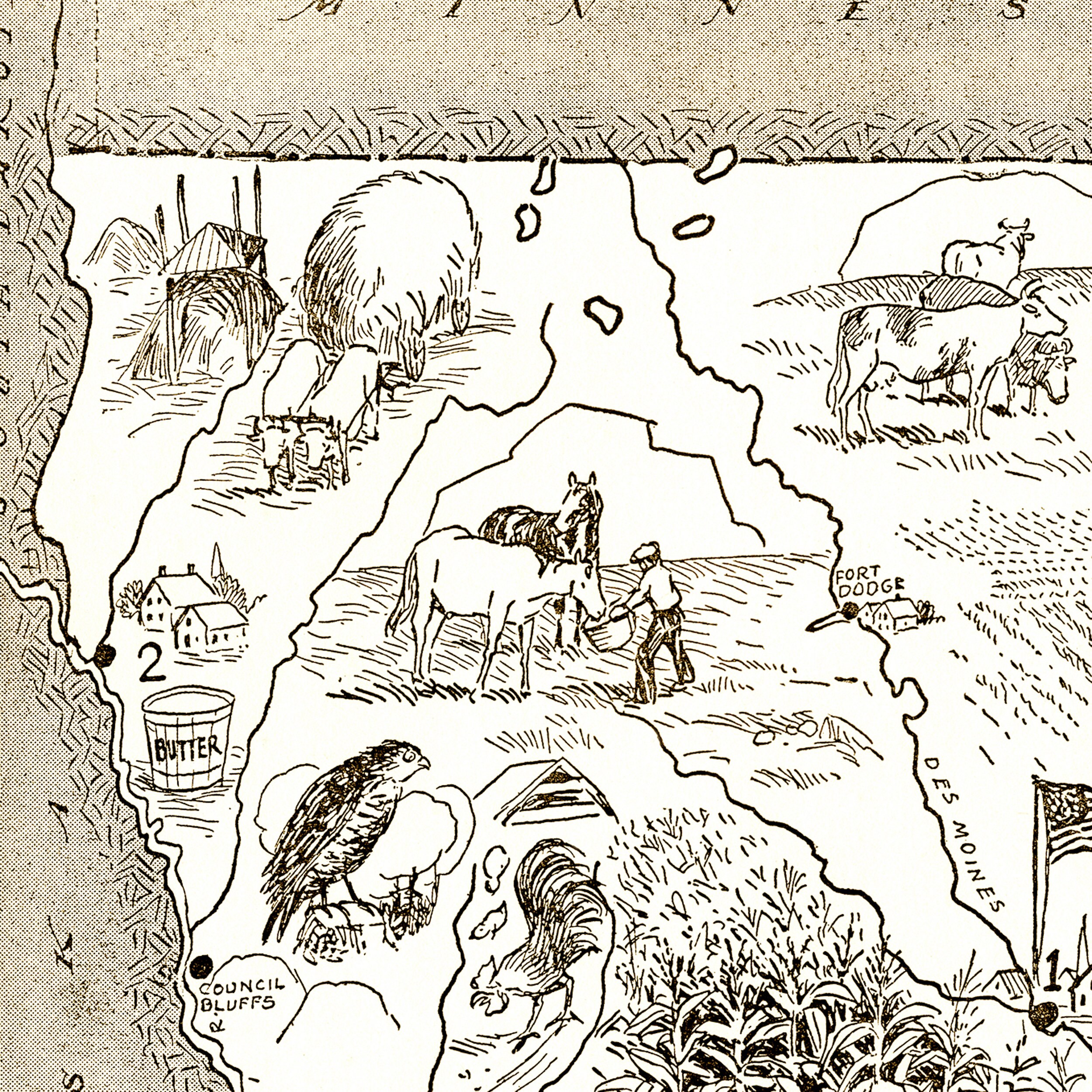 Pictorial State Map of Iowa – Digital Download PRINTABLE Vintage Fun ...