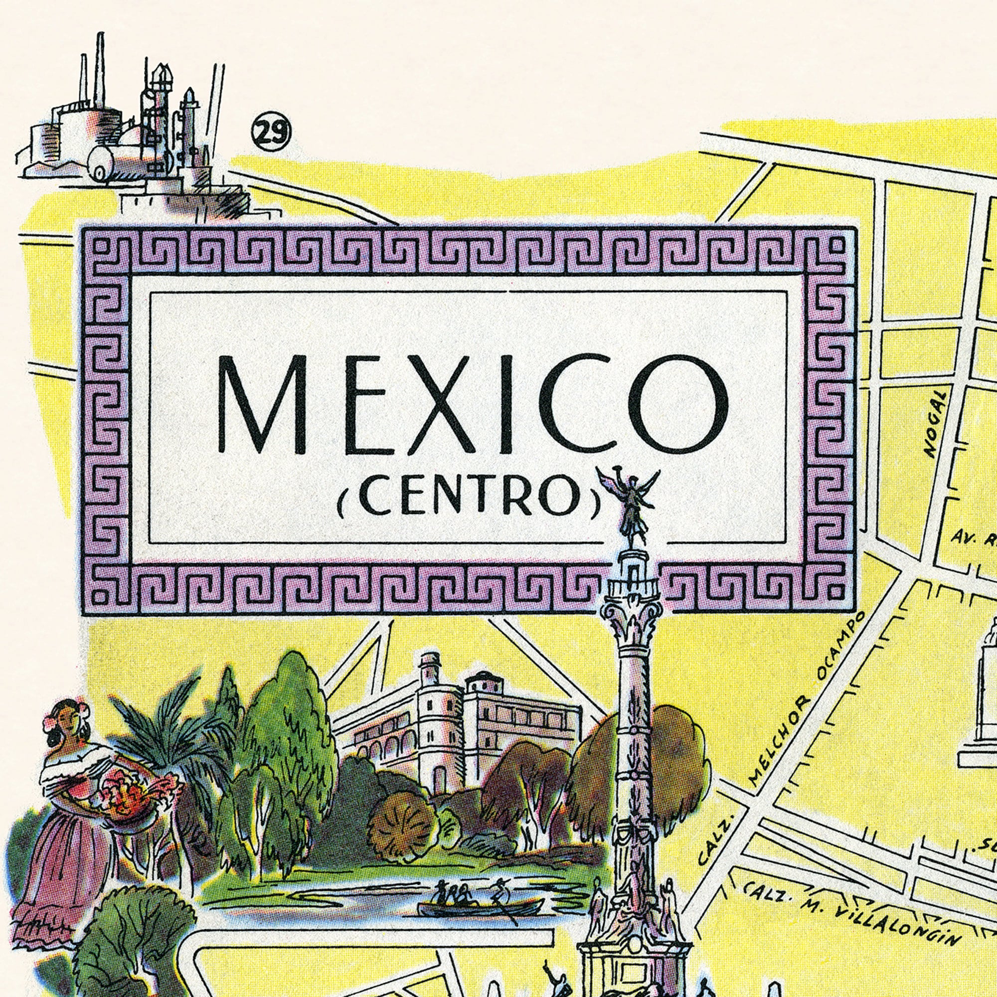 Fun Map of Mexico City – Digital Download PRINTABLE Vintage Wall Art ...