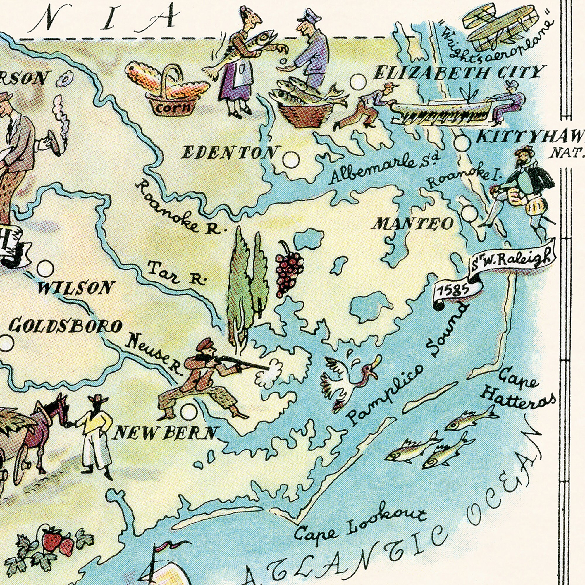 Fun State Map of North Carolina Digital Download PRINTABLE Vintage ...