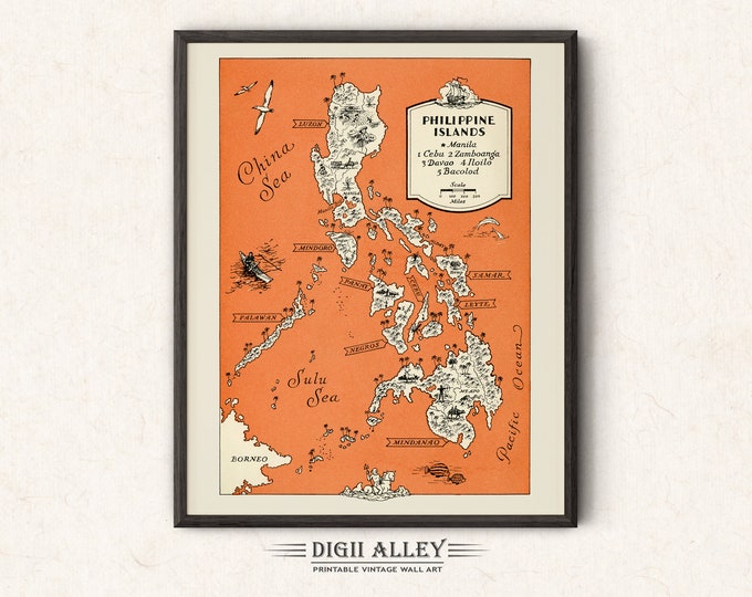 Philippines Map Art Poster Digital Pictorial Map Philippines Map Print ...