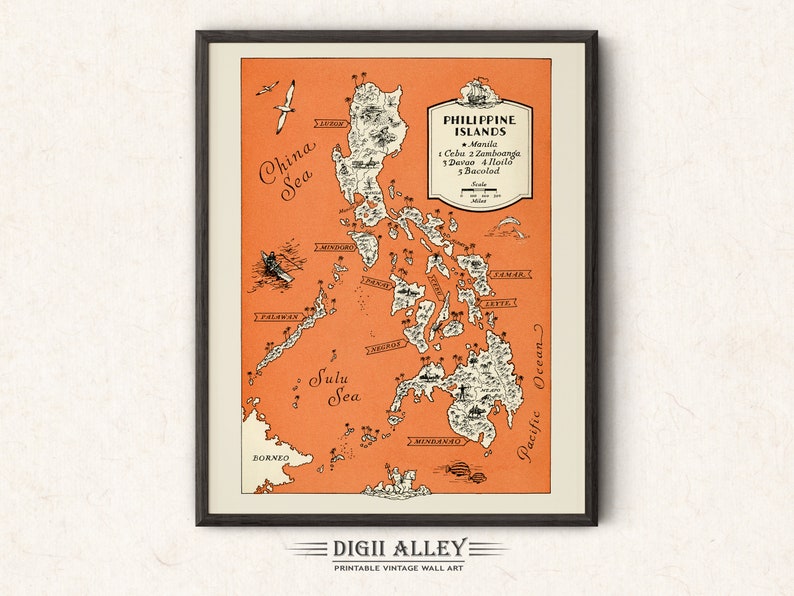 Map of Philippine Islands – Digital Download PRINTABLE Fun Vintage ...