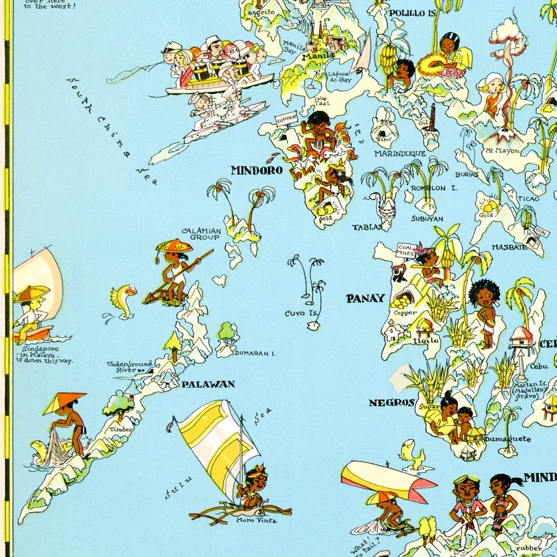 Map of Philippine Islands Digital Download PRINTABLE Fun Vintage ...