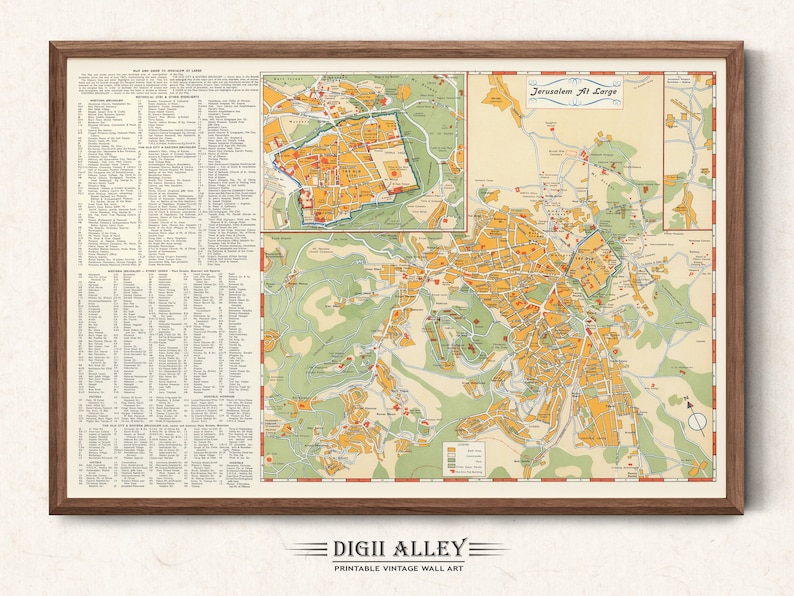Old Map of Jerusalem in Israel in the Middle East – Digital Download ...