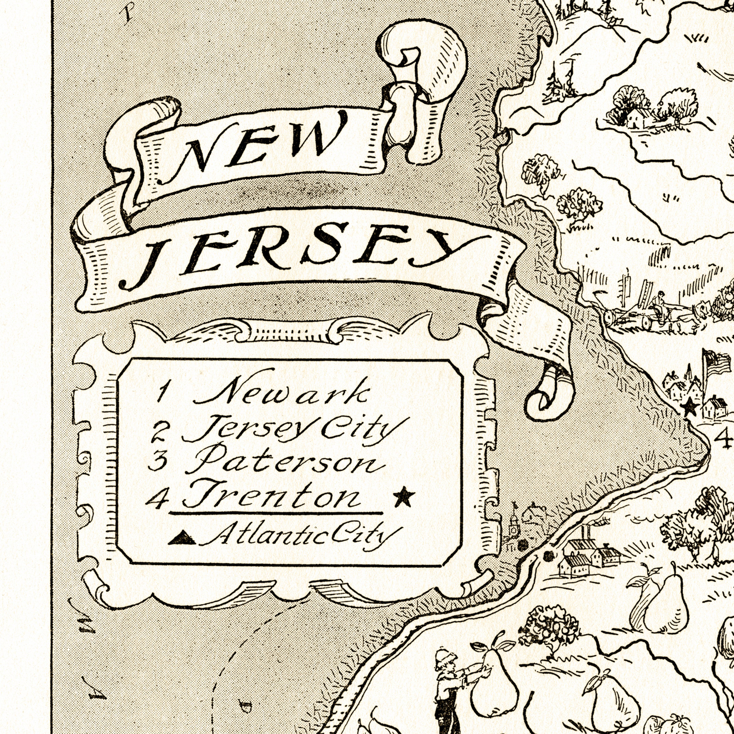 Pictorial State Map of New Jersey – Digital Download PRINTABLE Vintage ...