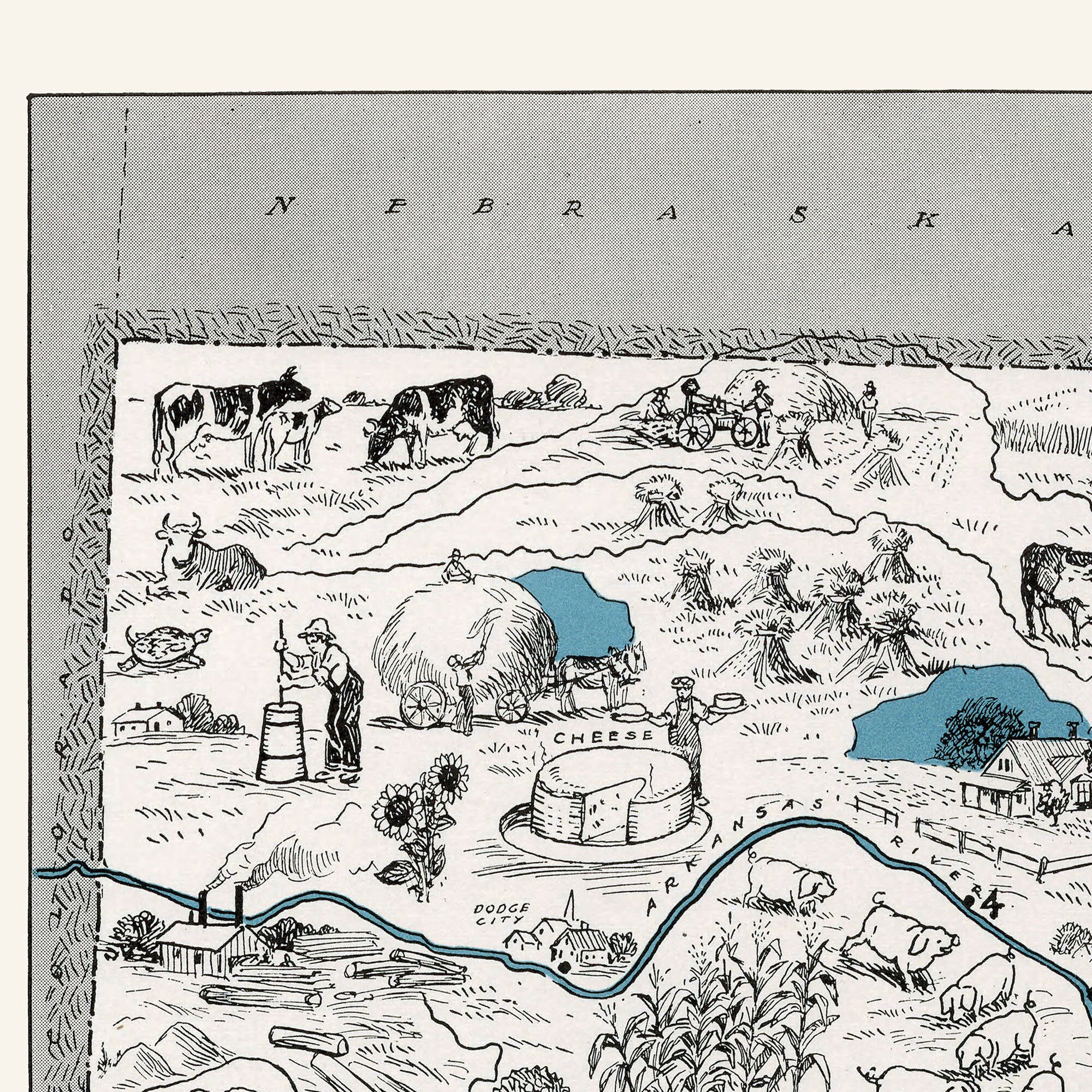 Pictorial Map of Kansas – Digital Download PRINTABLE Vintage Fun Old ...