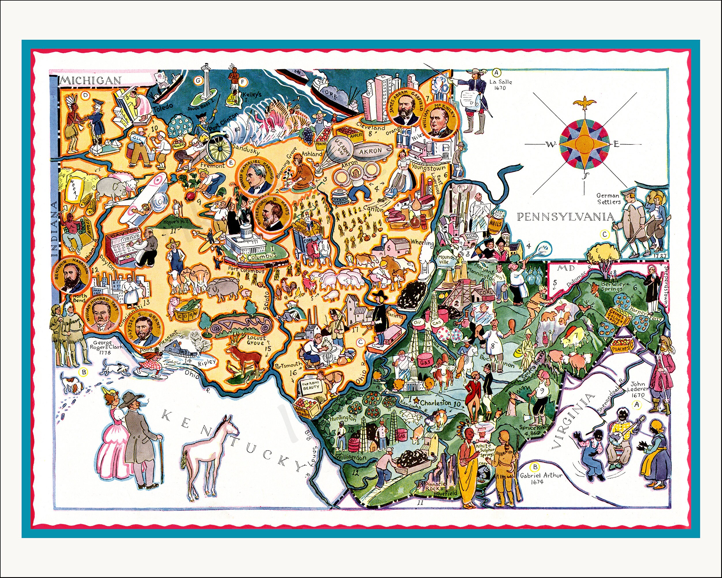 Fun State Map of Ohio & West Virginia – Digital Download PRINTABLE ...