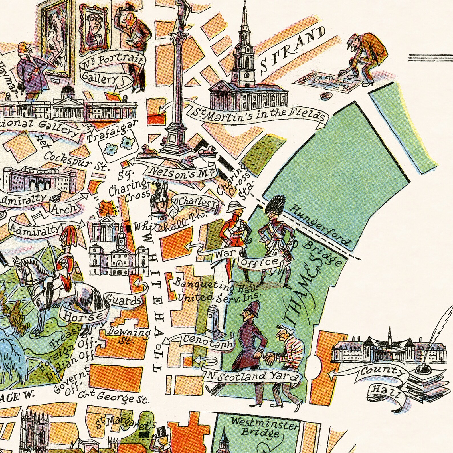 Fun Map of Westminster in Great Britain, England, UK – Digital Download ...