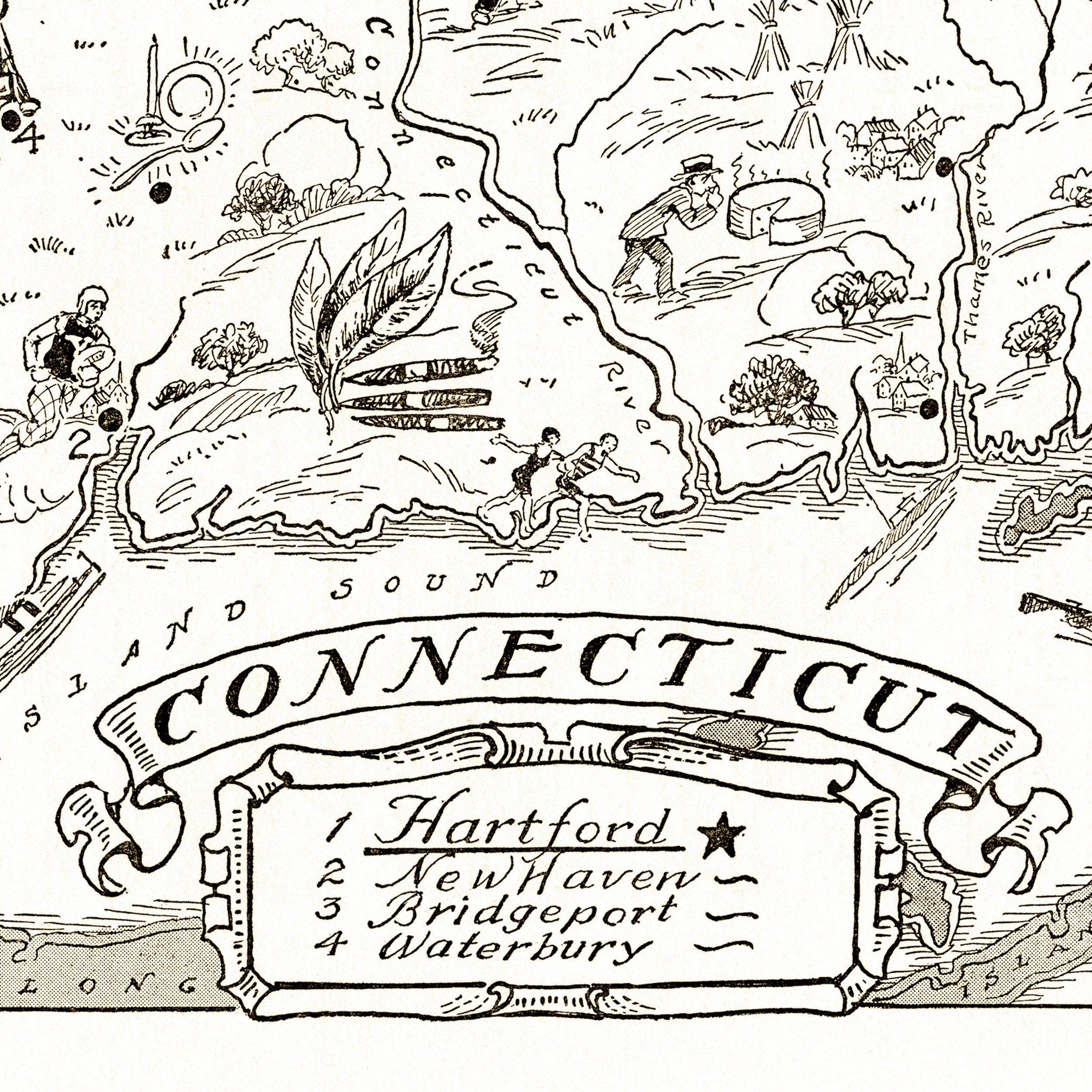 Pictorial State Map of Connecticut – Digital Download PRINTABLE Vintage ...