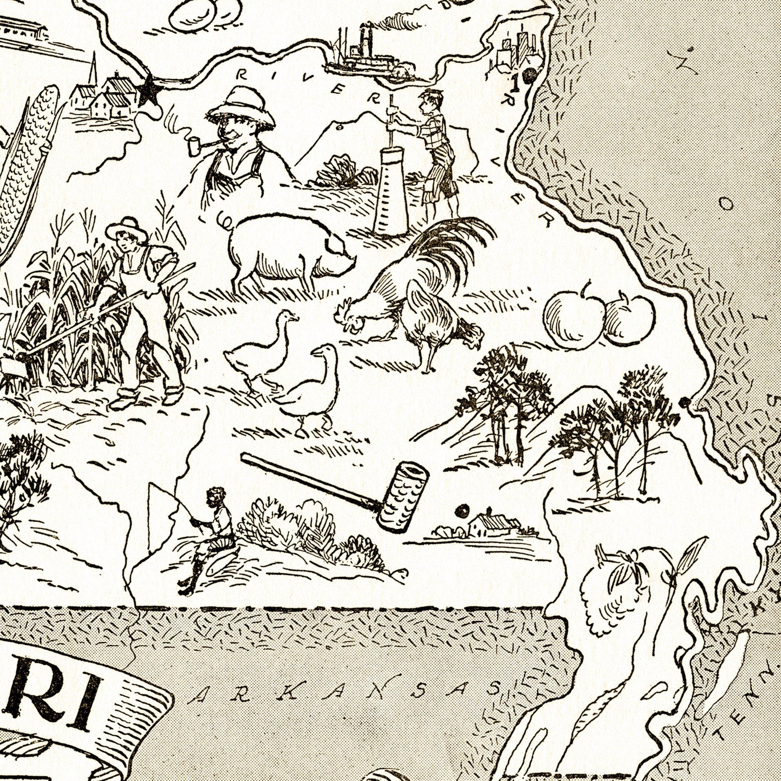 Pictorial State Map of Missouri Digital Download PRINTABLE Vintage Fun ...