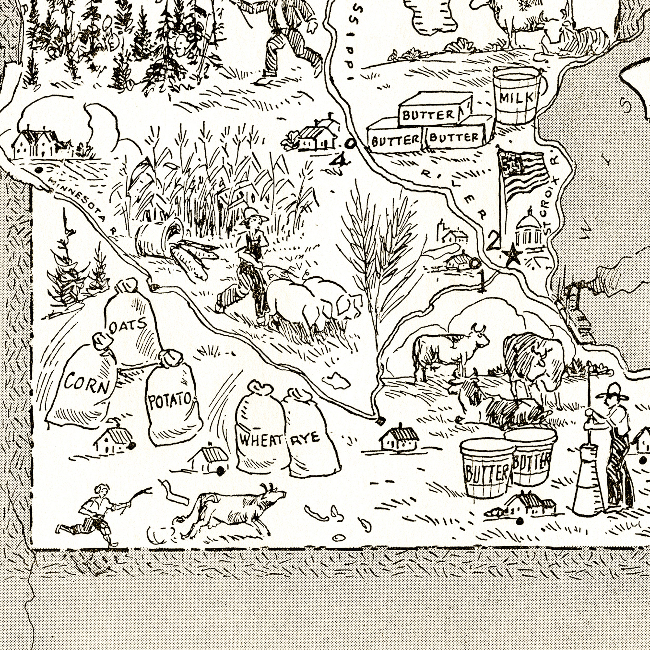 Pictorial State Map of Minnesota – Digital Download PRINTABLE Vintage ...