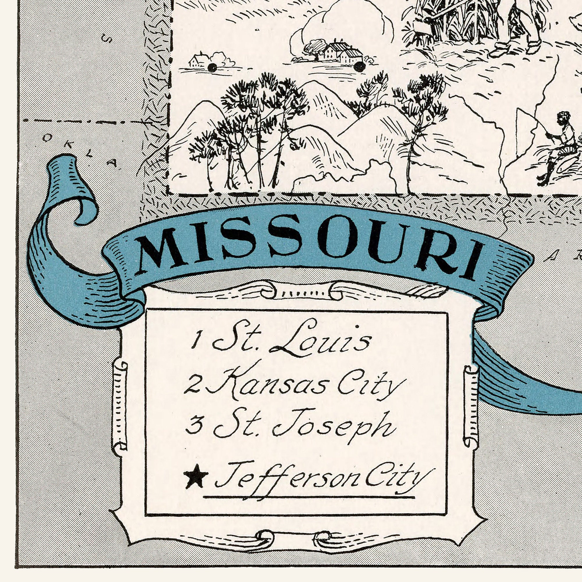 Pictorial Map of Missouri – Digital Download PRINTABLE Vintage Fun Old ...