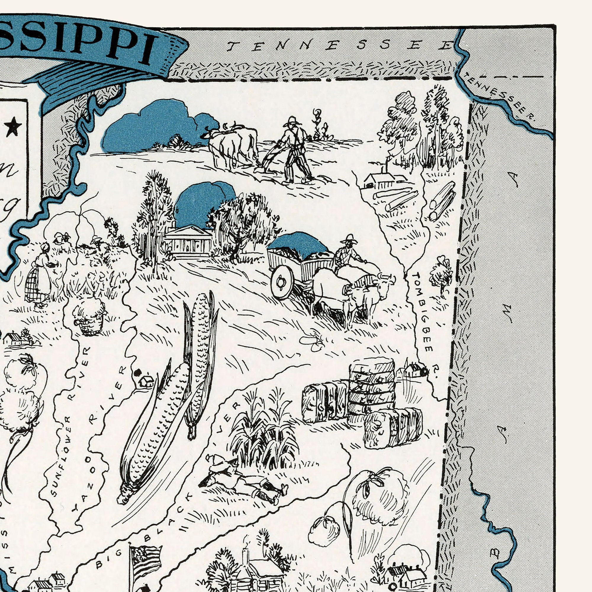 Pictorial Map of Mississippi – Digital Download PRINTABLE Vintage Fun ...