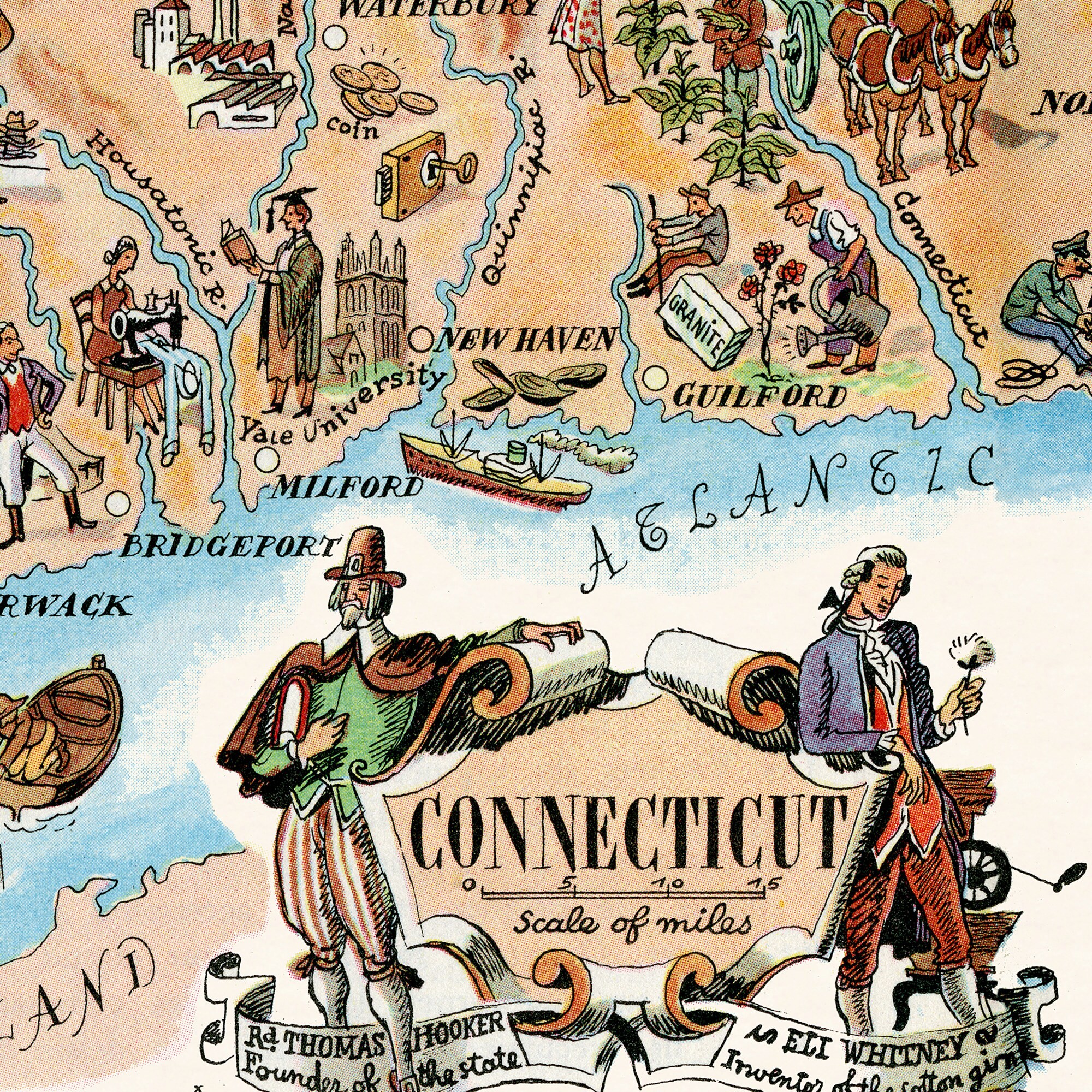 Fun State Map of Connecticut Digital Download PRINTABLE - Etsy