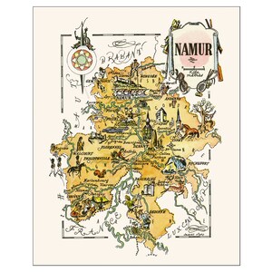 Fun Map of Namur, Belgium – Digital Download PRINTABLE Vintage ...