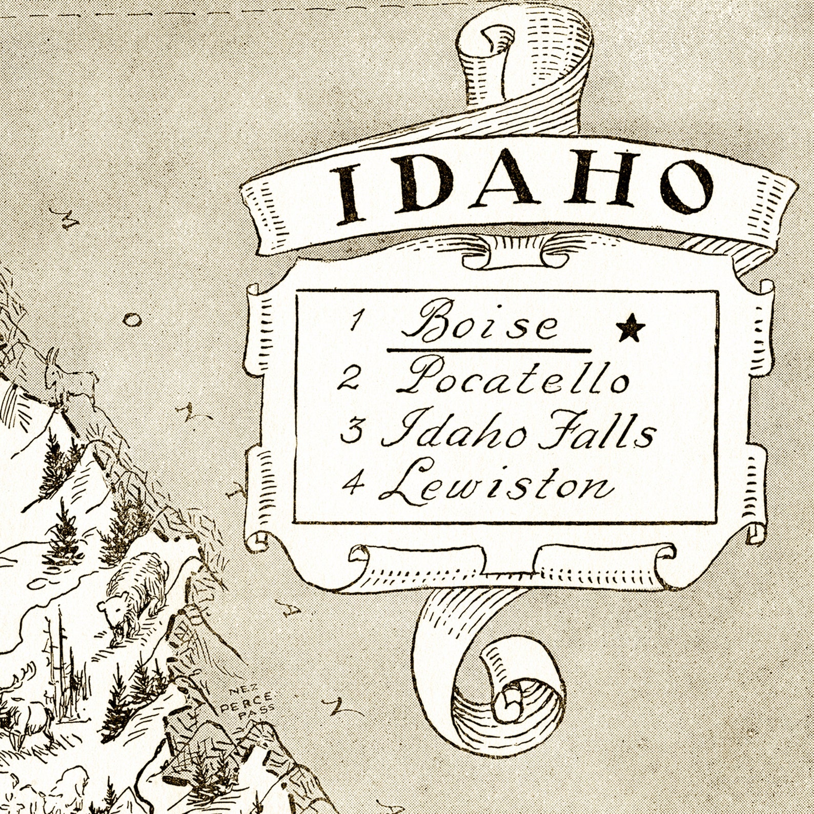 Pictorial State Map of Idaho – Digital Download PRINTABLE Vintage Fun ...