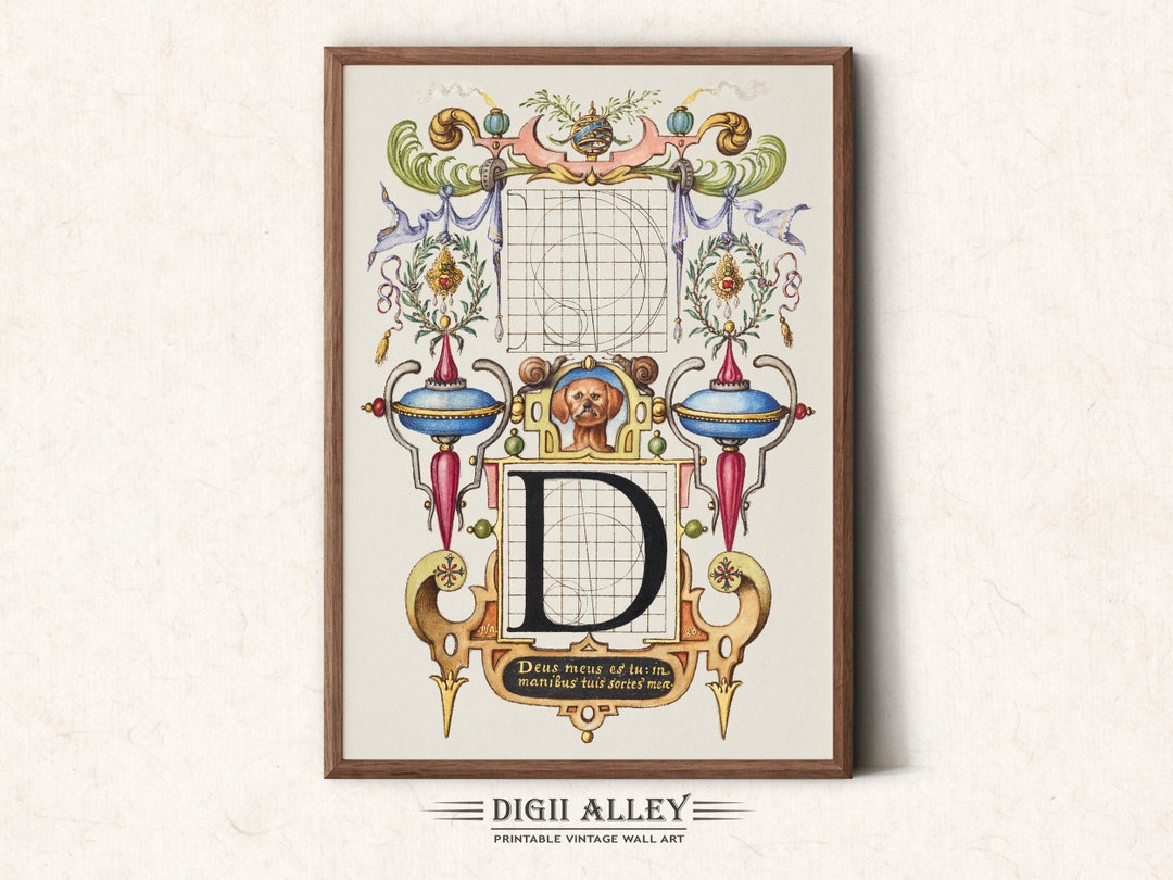 Letter D - Calligraphy Alphabet – Printable Digital Download, Vintage ...