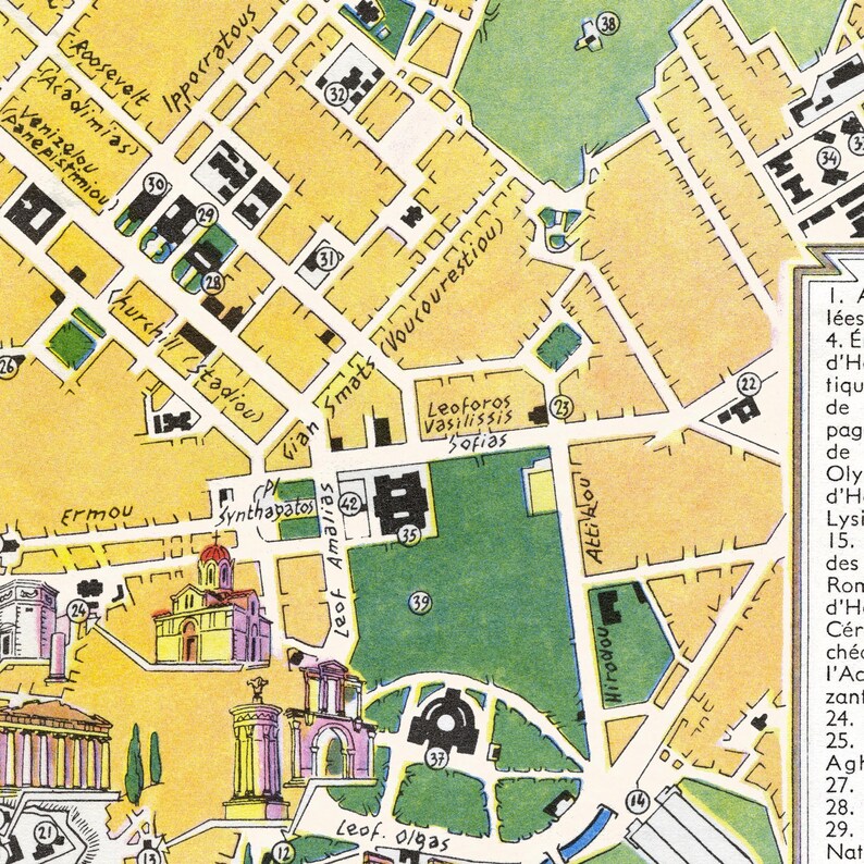 Fun Map of Athens in Greece – Digital Download PRINTABLE Vintage Fun ...