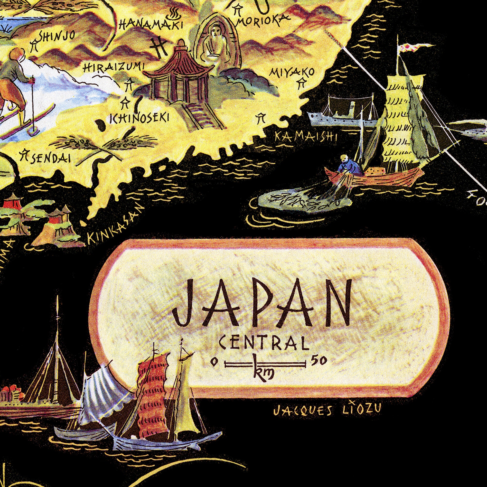 Fun Map of Central Japan in East Asia Digital Download PRINTABLE ...