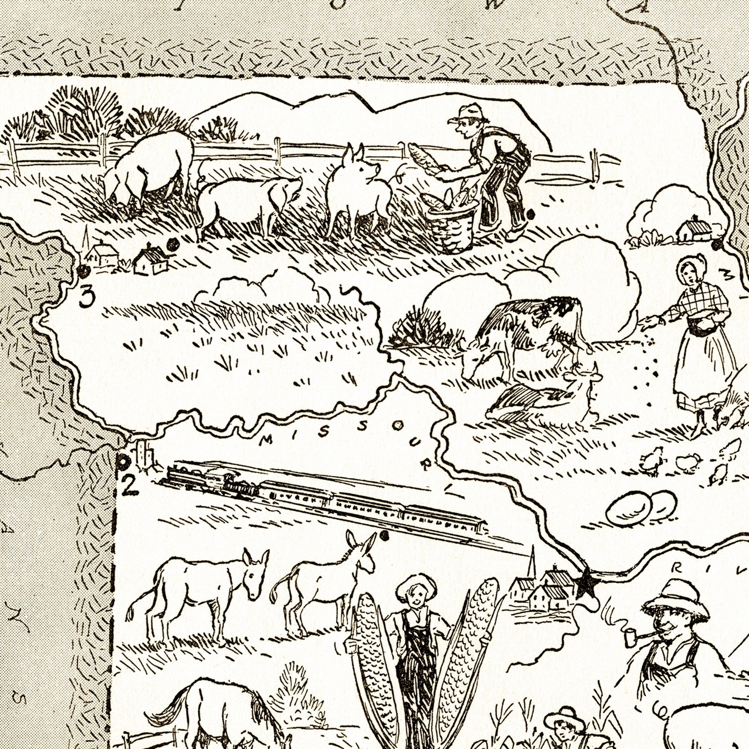 Pictorial State Map of Missouri – Digital Download PRINTABLE Vintage ...