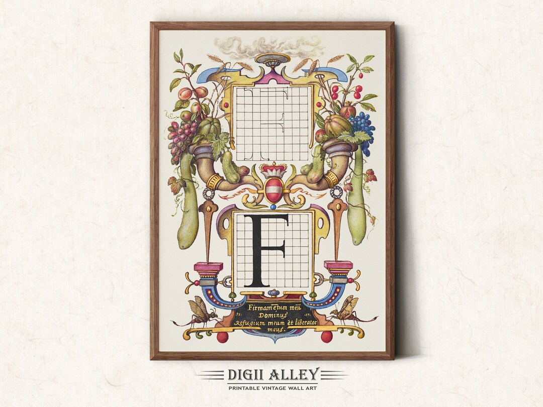 Letter F - Calligraphy Alphabet – Printable Digital Download, Vintage ...