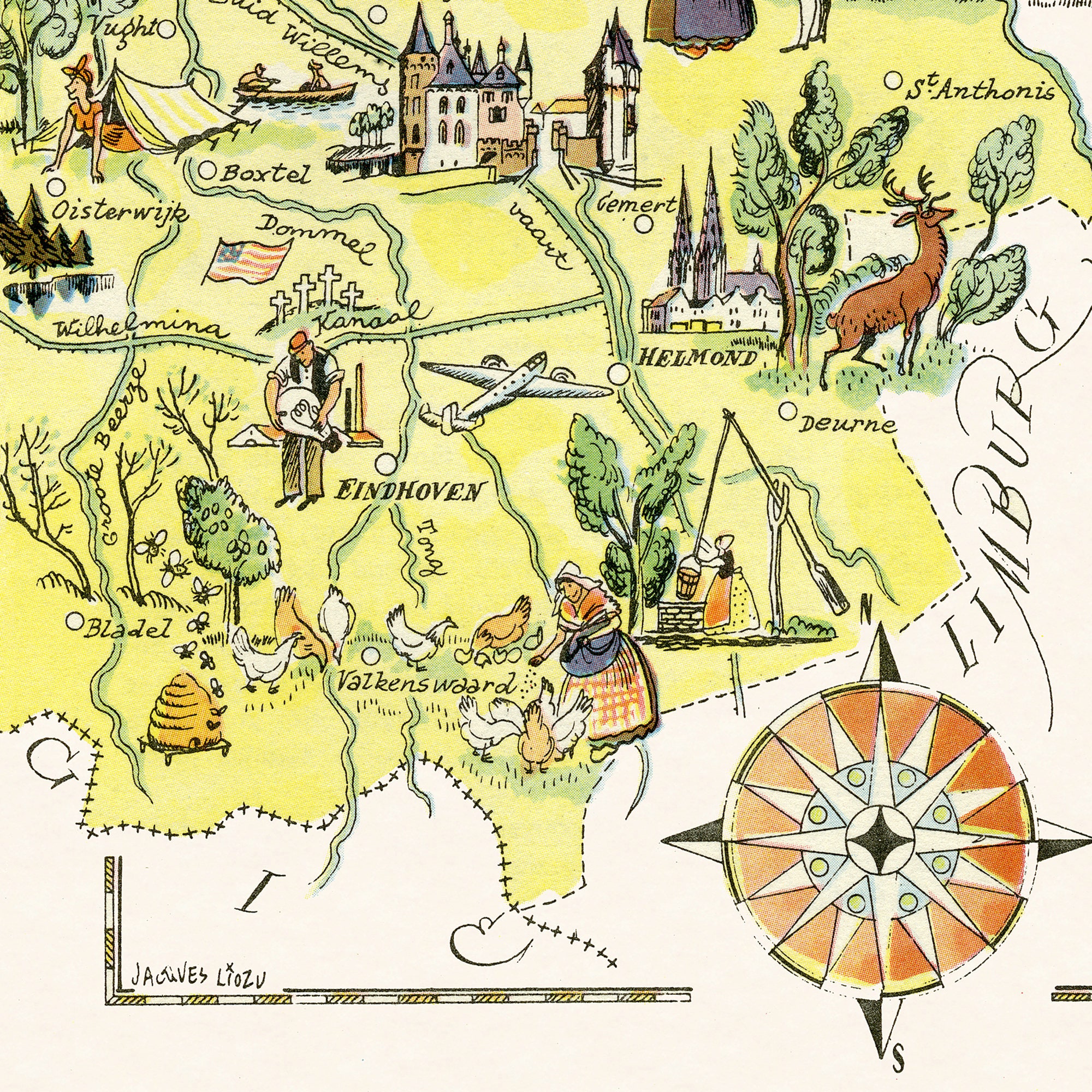 Fun Map of noord North Brabant, Holland Digital Download PRINTABLE ...