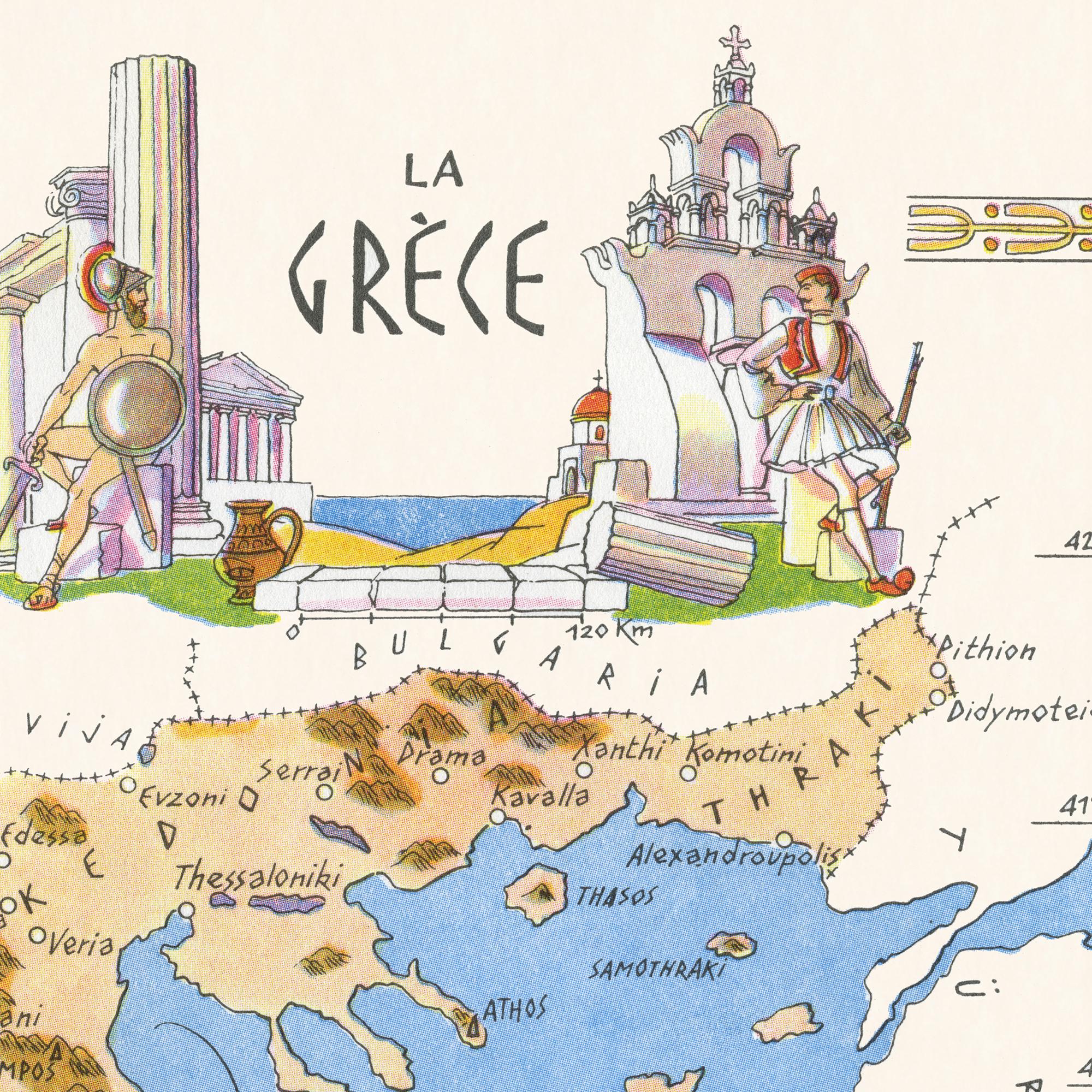 Fun Map of Greece – Digital Download PRINTABLE Vintage Pictorial ...