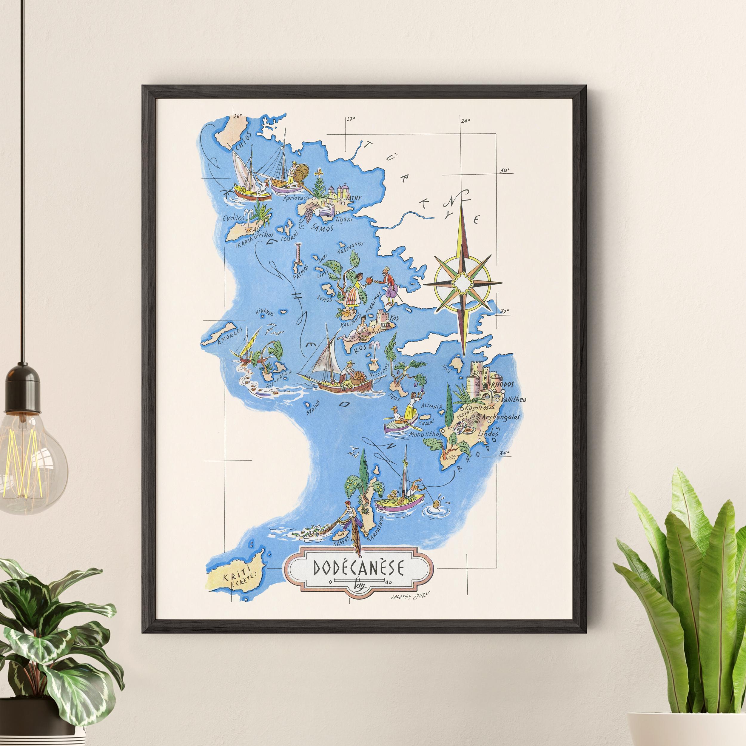 Fun Map of Dodecanese Greek Islands – Digital Download PRINTABLE ...