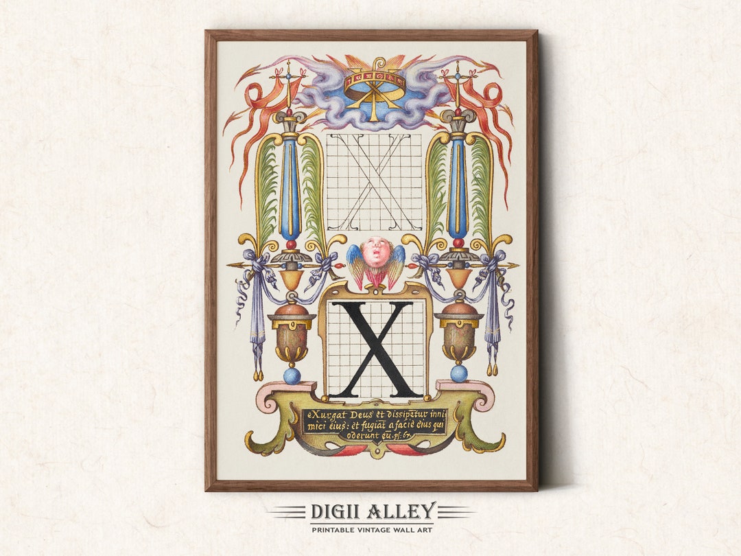 Letter X - Calligraphy Alphabet – Printable Digital Download, Vintage ...