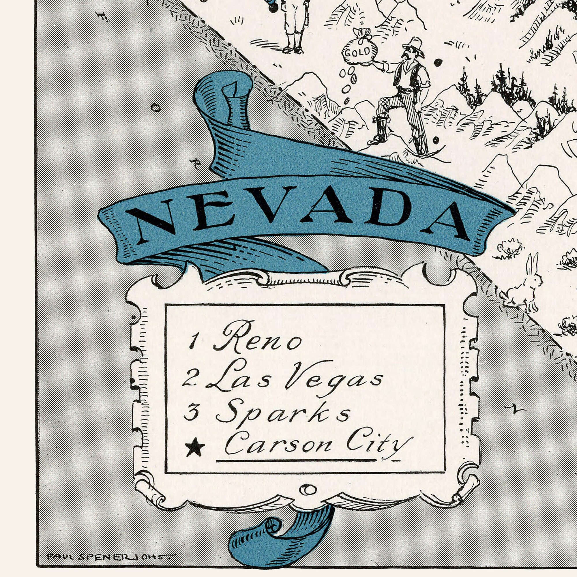 Pictorial Map of Nevada – Digital Download PRINTABLE Vintage Fun Old ...