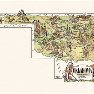 Fun State Map of Oklahoma – Digital Download PRINTABLE Vintage ...