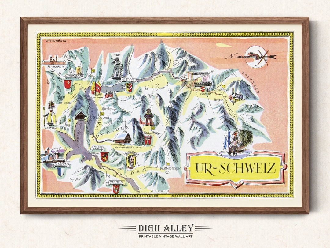 Fun Ski Trail Map of Urschweiz in Switzerland – Digital Download ...