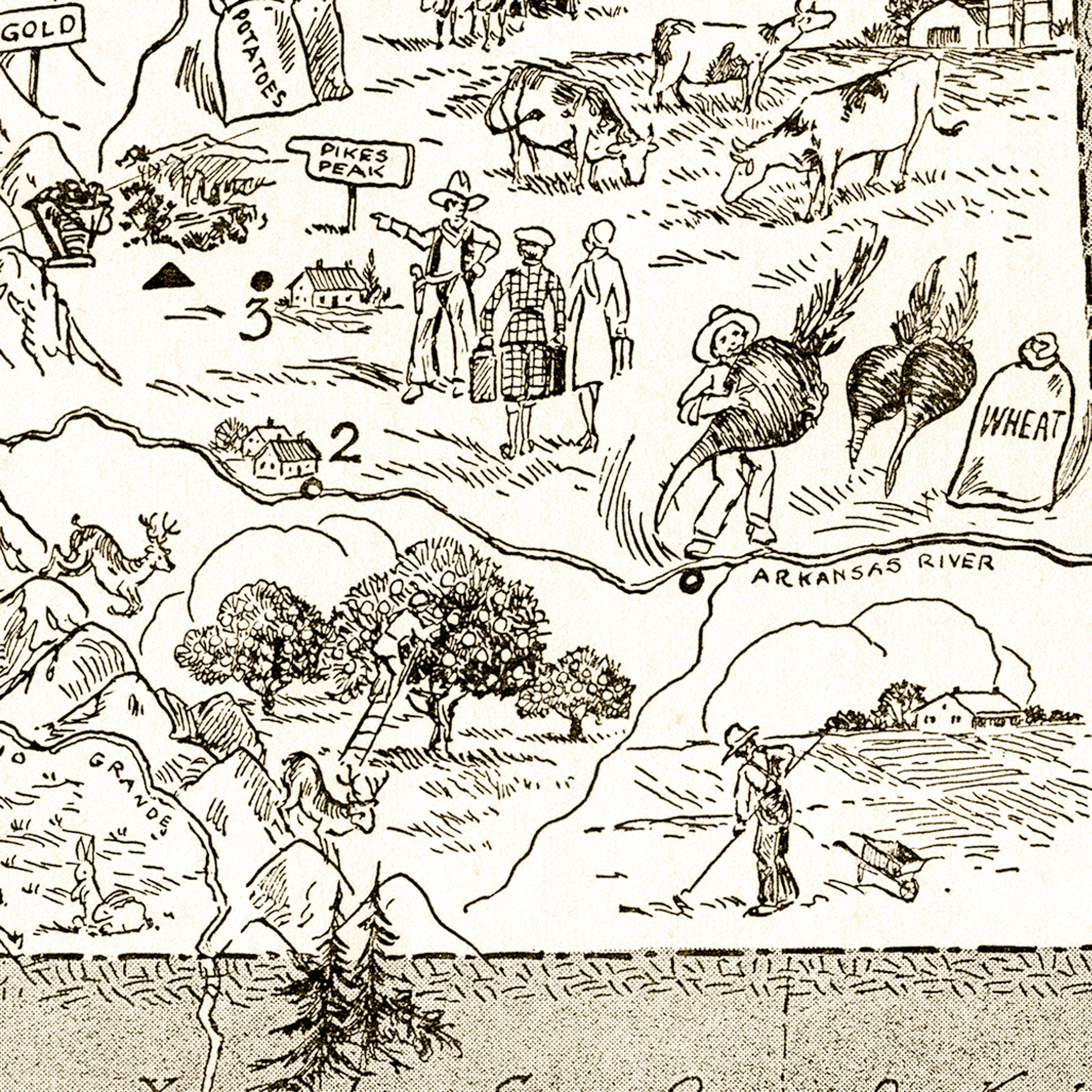 Pictorial State Map of Colorado – Digital Download PRINTABLE Vintage ...