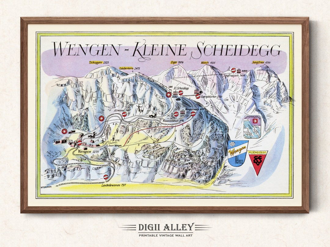 Fun Ski Trail Map of Wengen-kleine Scheidegg in Switzerland – Digital ...